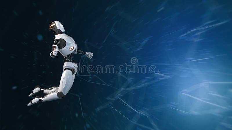 Futuristic World Robots are Running. Presentation of Technology with ...