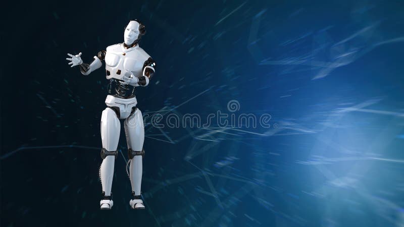 Futuristic World Robots are Running. Presentation of Technology with ...