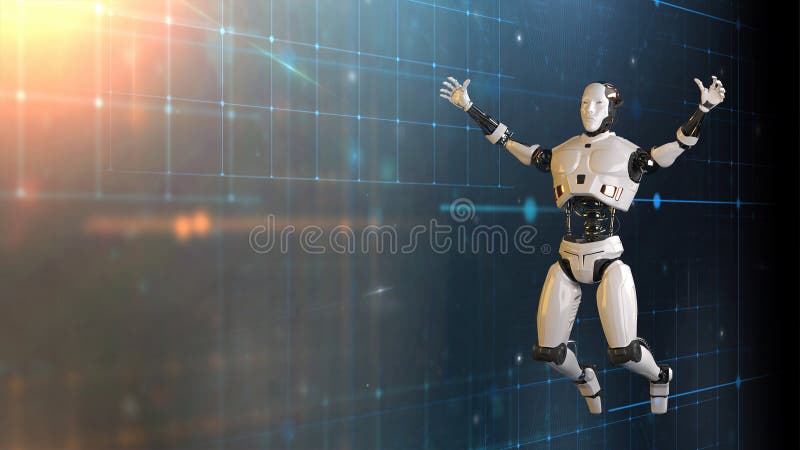 Futuristic World Robots are Running. Presentation of Technology with ...