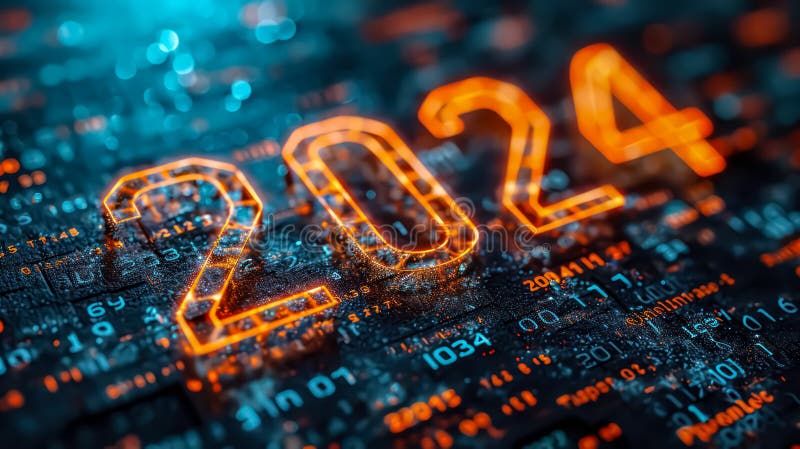 2024 futuristic writing stock illustration. Illustration of year ...