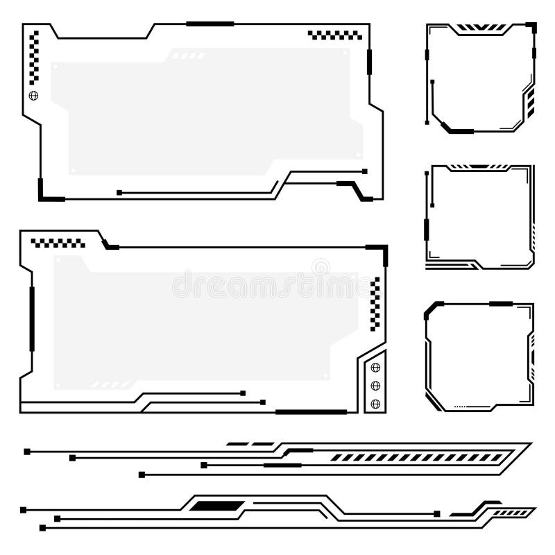 Futuristic Y2K Techno Frames, HUD Lines, and Sci-fi Borders Stock ...