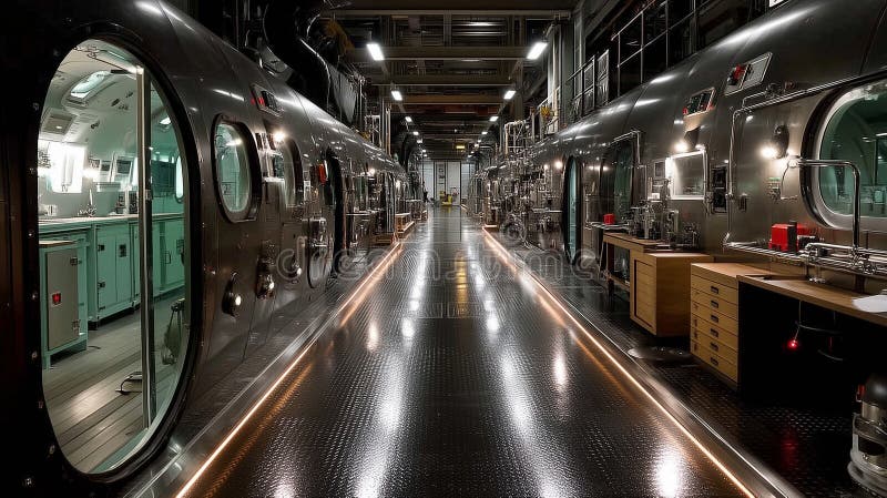 Futuristic Yacht Engine Room in Production with Advanced Propulsion ...