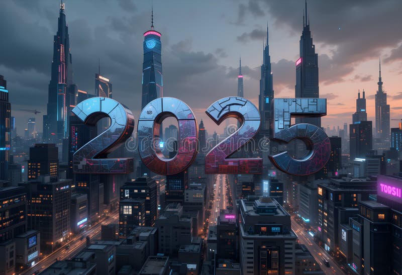 Futuristic 2025 Year Display Stock Illustration - Illustration of ...