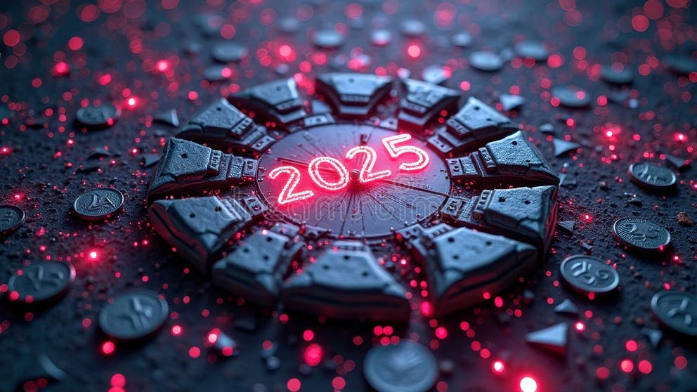Futuristic Year 2025 Sci-fi Coins and Glowing Technology Concept Stock ...