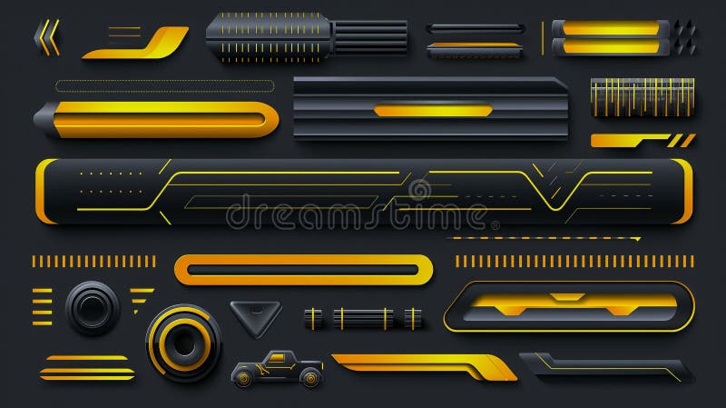 Futuristic Yellow and Black Tech Interface Design Stock Illustration ...