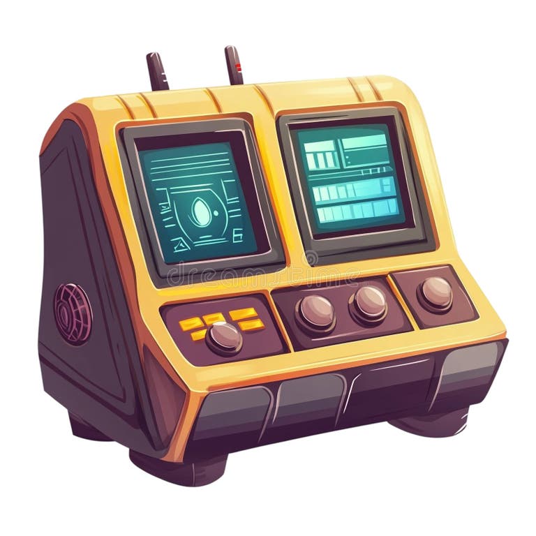 Futuristic Yellow Device with Screens and Buttons a Technological ...