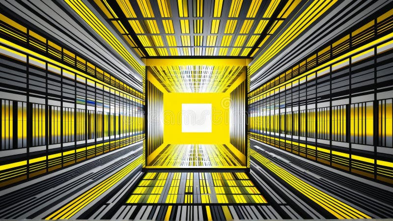 Futuristic Yellow Geometric Abstract with Symmetrical Patterns and ...