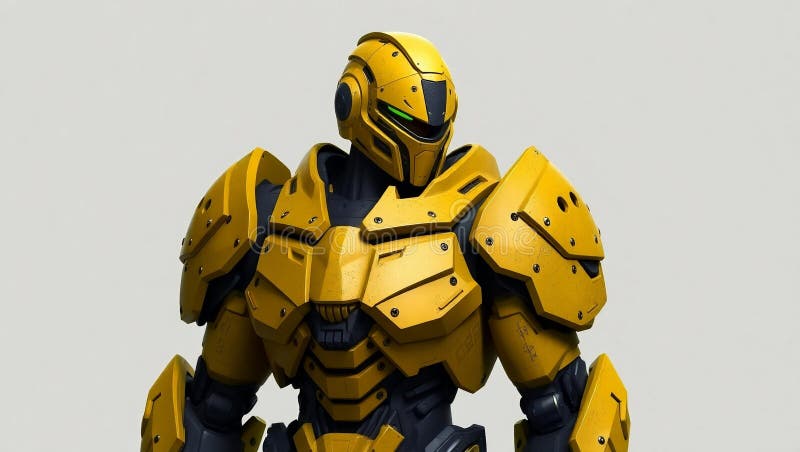 Futuristic Yellow Mechanical Soldier Robot Stock Illustration ...