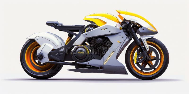Futuristic Yellow Motorcycle with Sleek Design. Generative Ai Stock ...