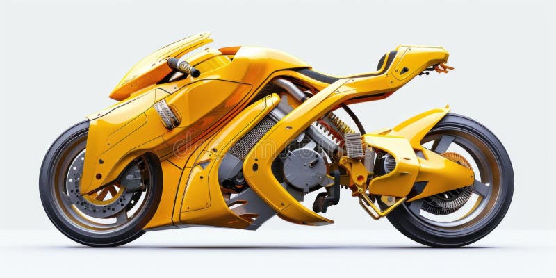 Futuristic Yellow Motorcycle with Sleek Design. Generative Ai Stock ...