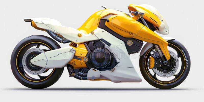 Futuristic Yellow Motorcycle with Sleek Design. Generative Ai Stock ...