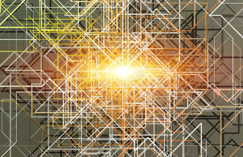Futuristic Yellow And Orange Connection Background With Lines And Roads ...