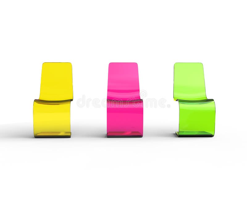 Futuristic Yellow, Purple and Green Plastic Chairs Stock Illustration ...