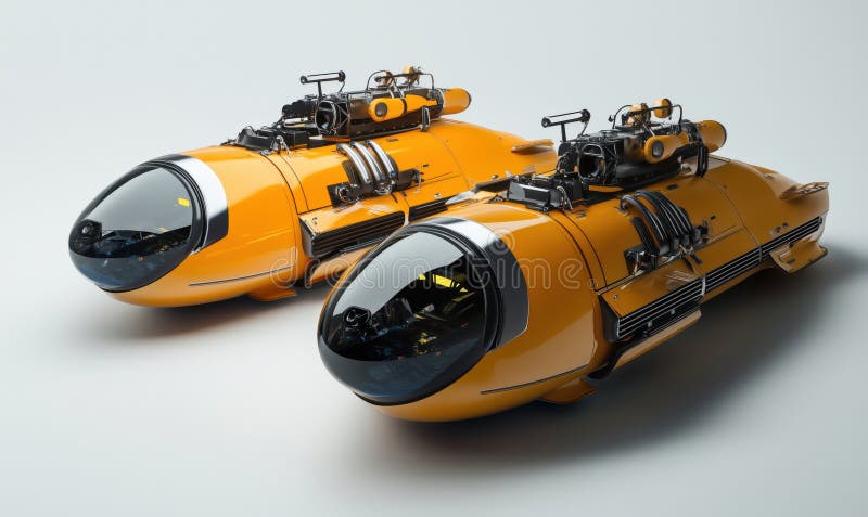 Futuristic Yellow Submarines Showcasing Advanced Underwater Exploration ...