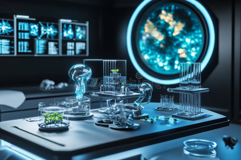 A Futuristic Zero-gravity Research Lab 3D Background Room with Floating ...