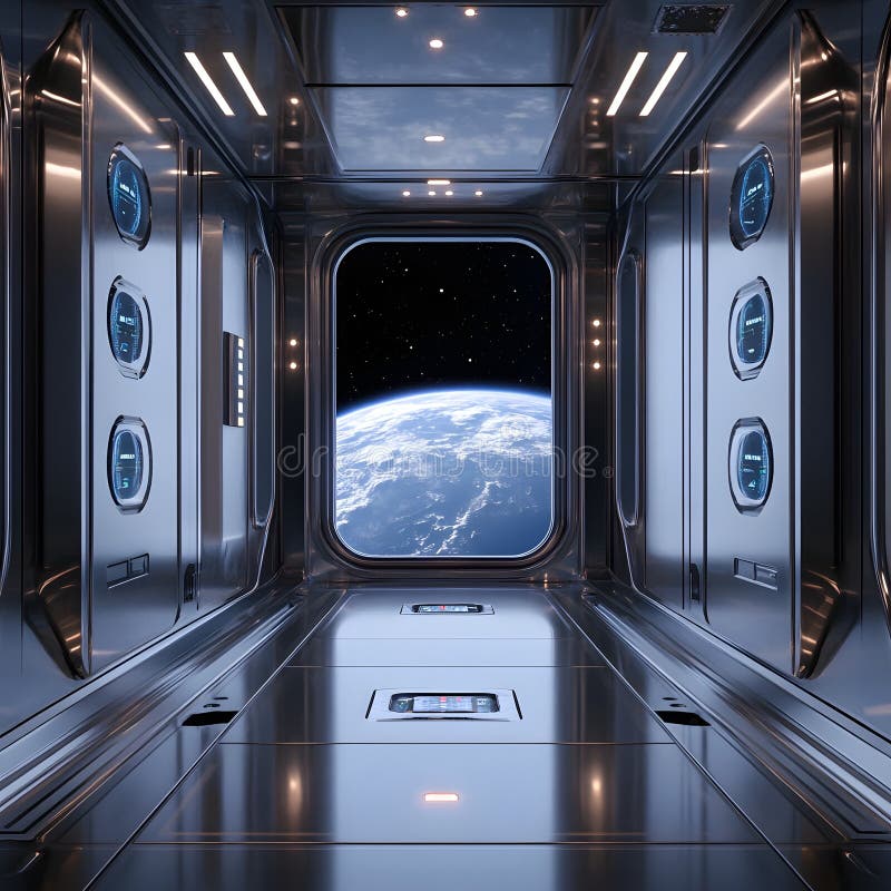 Futuristic Zero Gravity Space Shuttle Interior with Holographic ...