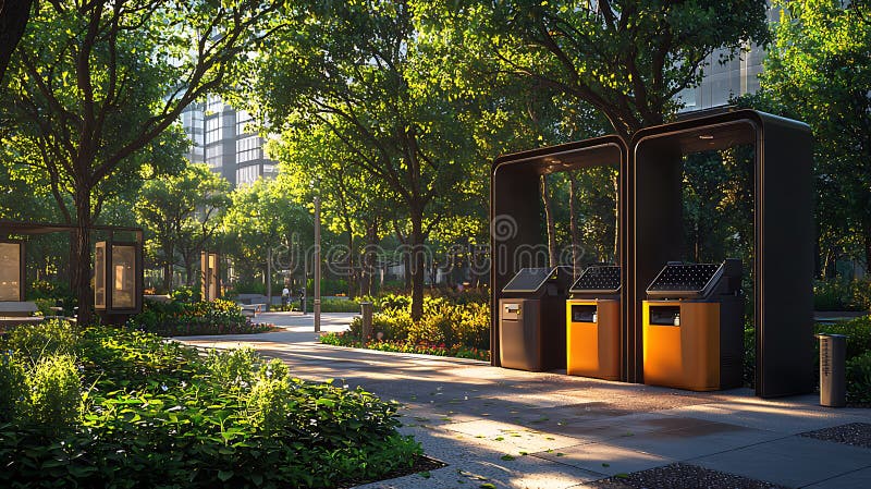 Futuristic Zero Waste Station in Lush Park, Featuring Solar Powered ...