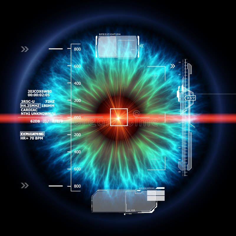 Futuristisch Oog Met Laserstraal Stock Illustratie - Illustration of ...