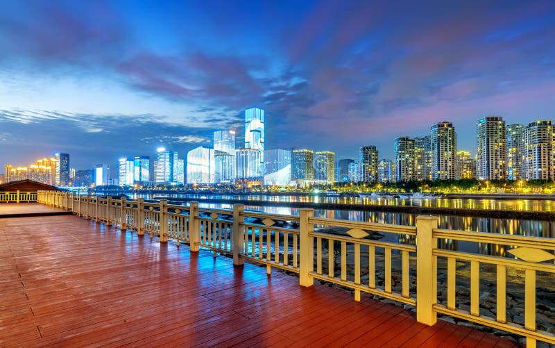 Fuzhou City, China, Night View Stock Image - Image of background ...