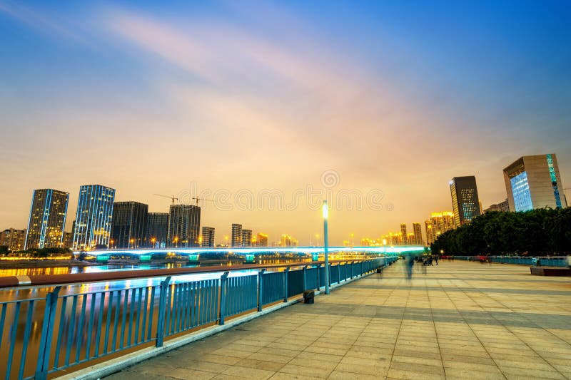 Fuzhou City, China, Night View Stock Image - Image of evening, landmark ...