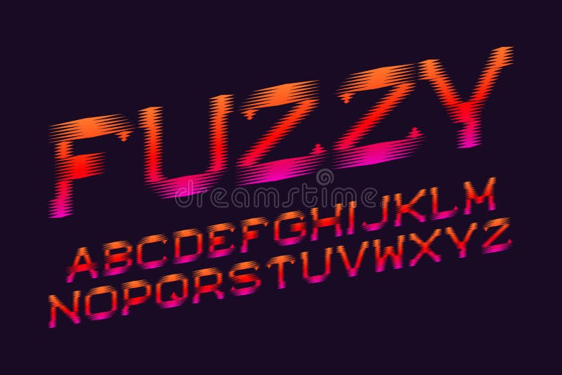 Fuzzy Alphabet. Pink Red Orange Gradient Font Stock Vector ...