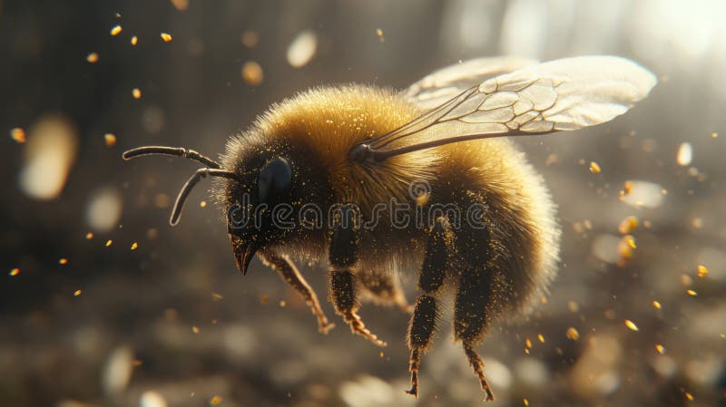 Fuzzy Bee Flight Covered Pollen Stock Photos - Free & Royalty-Free ...