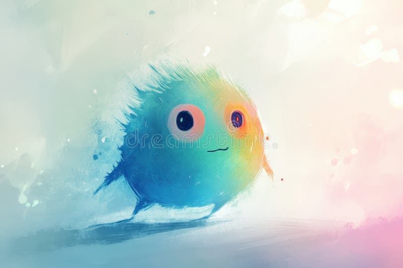 A Fuzzy Blue Creature with Big Eyes and a Smile Stock Illustration ...