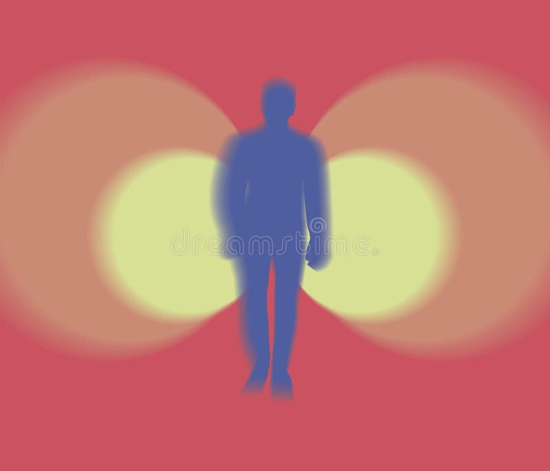 Fuzzy Blue Silhouette of a Man in Motion in the Center Against a ...