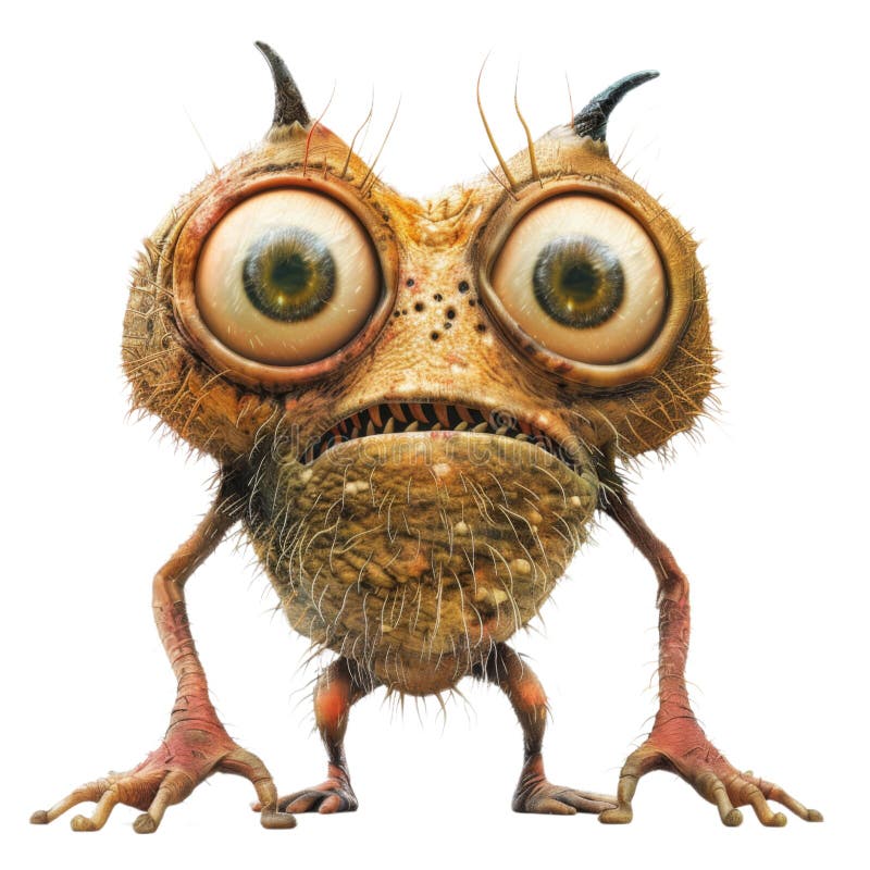A Fuzzy, Bug-Eyed Creature with Large Eyes and a Disturbed Expression ...