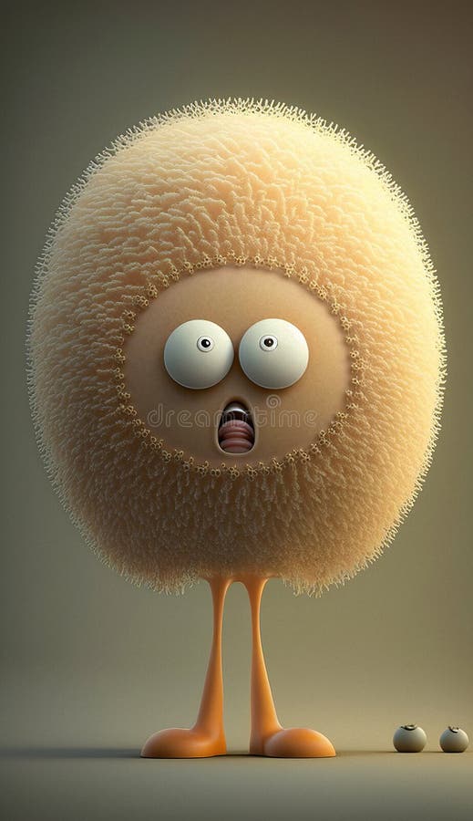 Fuzzy Cartoon Character with Big Eyes Stock Illustration - Illustration ...