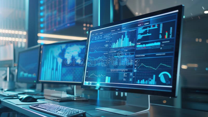 Fuzzy Computer Monitor Displaying Data Stock Photo - Image of ...