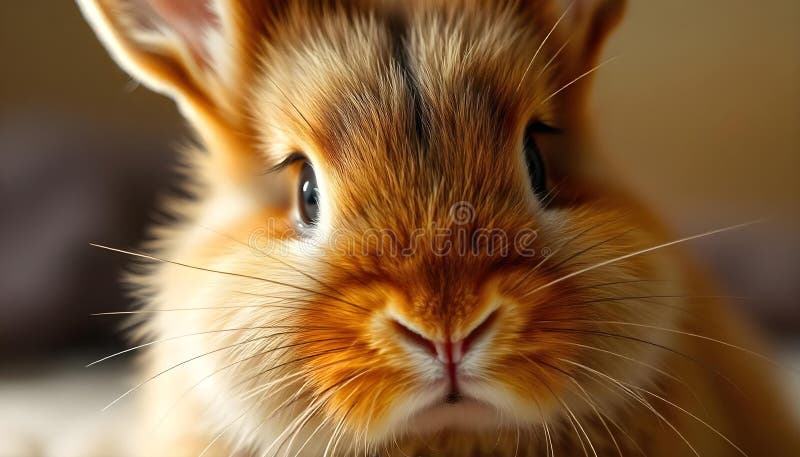 Fuzzy Domestic Rabbit with Soft Fur and Bright Curious Eyes in a ...