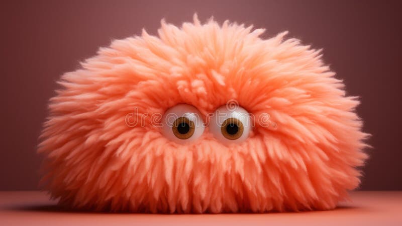 A Fuzzy Orange Creature with Big Eyes and a Mouth, AI Stock Image ...