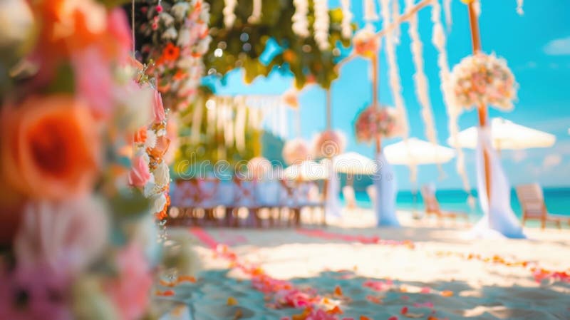 A Fuzzy Panorama of an Outdoor Wedding with a Stunning Beach Backdrop ...