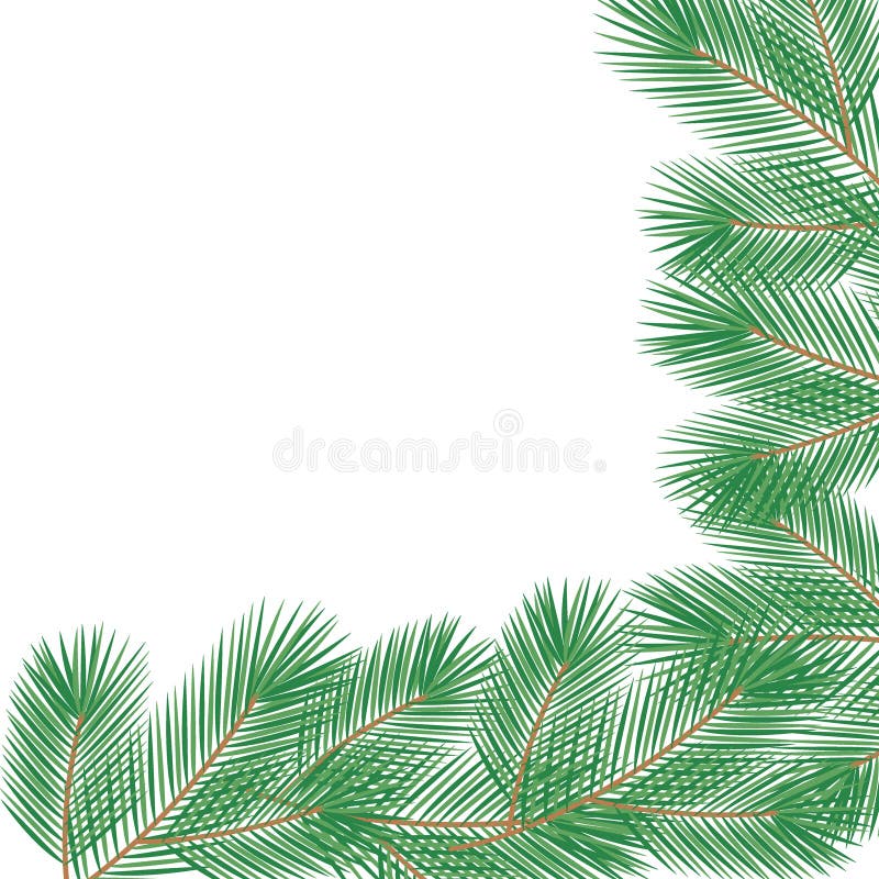 Fuzzy Pine Branches without Decoration Corner Frame Border. Copy Space ...