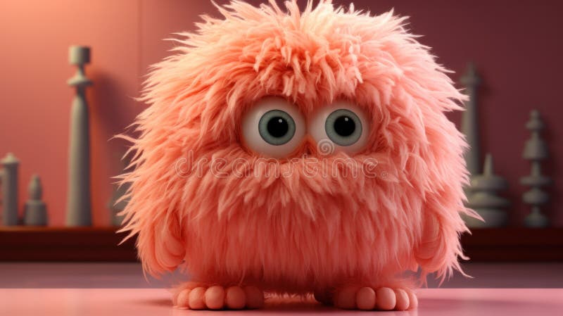 A Fuzzy Pink Monster with Big Eyes and a Long Nose, AI Stock Photo ...