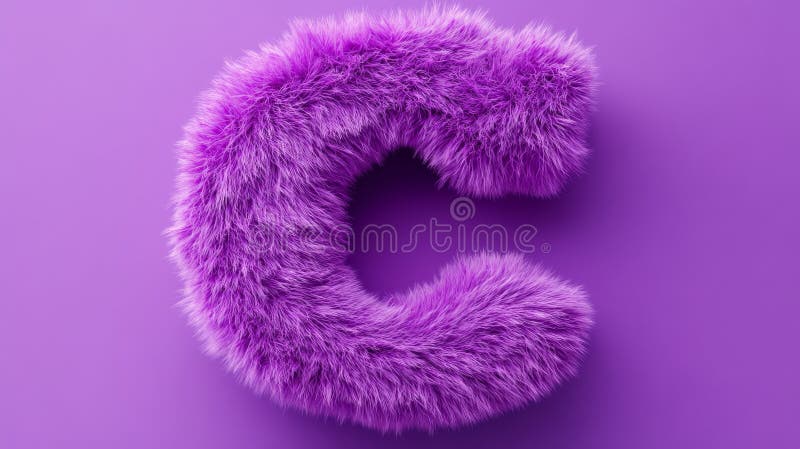 Fuzzy Purple Letter C on a Matching Purple Background, Showcasing ...
