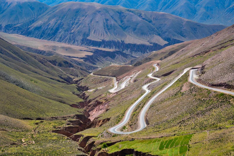 Fuzzy Road Going Down the Andes, Argentina Stock Photo - Image of ...