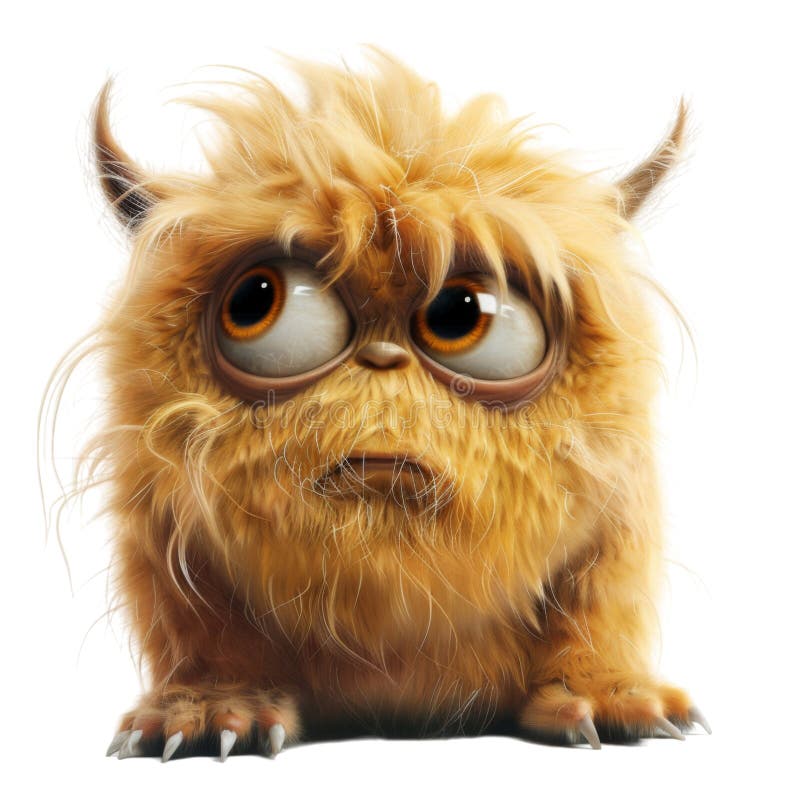A Fuzzy Yellow Creature with Large Eyes and Claws Stock Photo ...