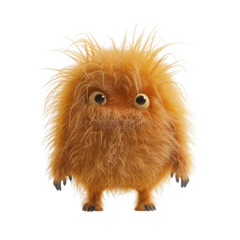 A Fuzzy Yellow Creature with Large Eyes Stock Photo - Illustration of ...
