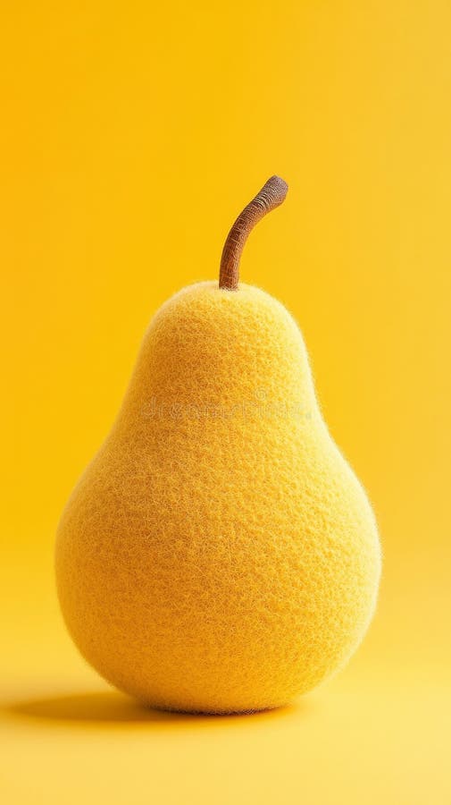 Fuzzy Yellow Pear on Vibrant Background Reflecting Modern Design Trends ...