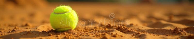 Fuzzy Yellow Tennis Ball Barely Touching Clay Line, Texture, Clay ...