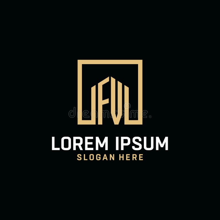 FV Initial Monogram Logo Design with Square Shape Design Ideas Stock ...