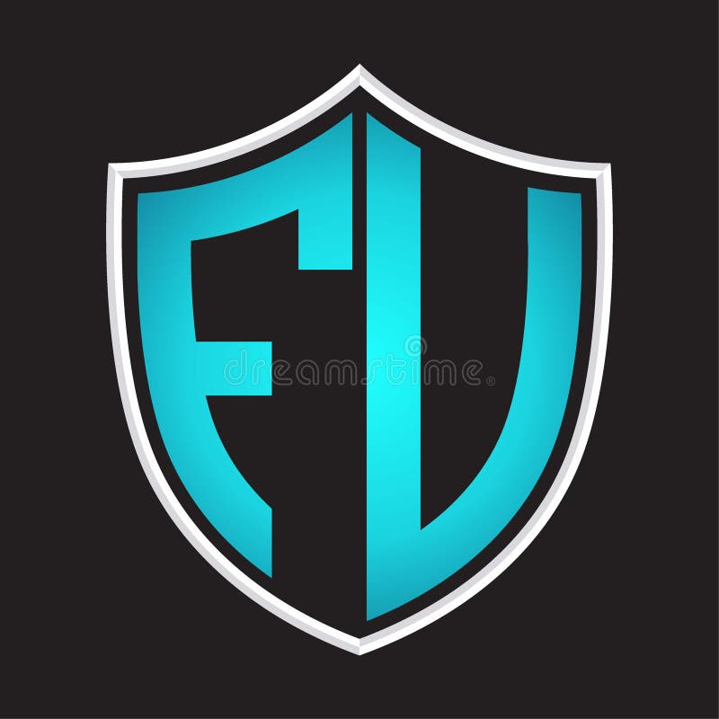 FV Logo Monogram with Shield Shape Isolated Blue Colors on Outline ...
