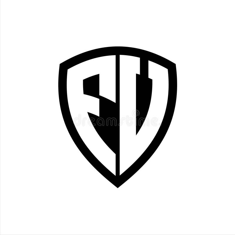 FV Monogram Logo with Bold Letters Shield Shape with Black and White ...