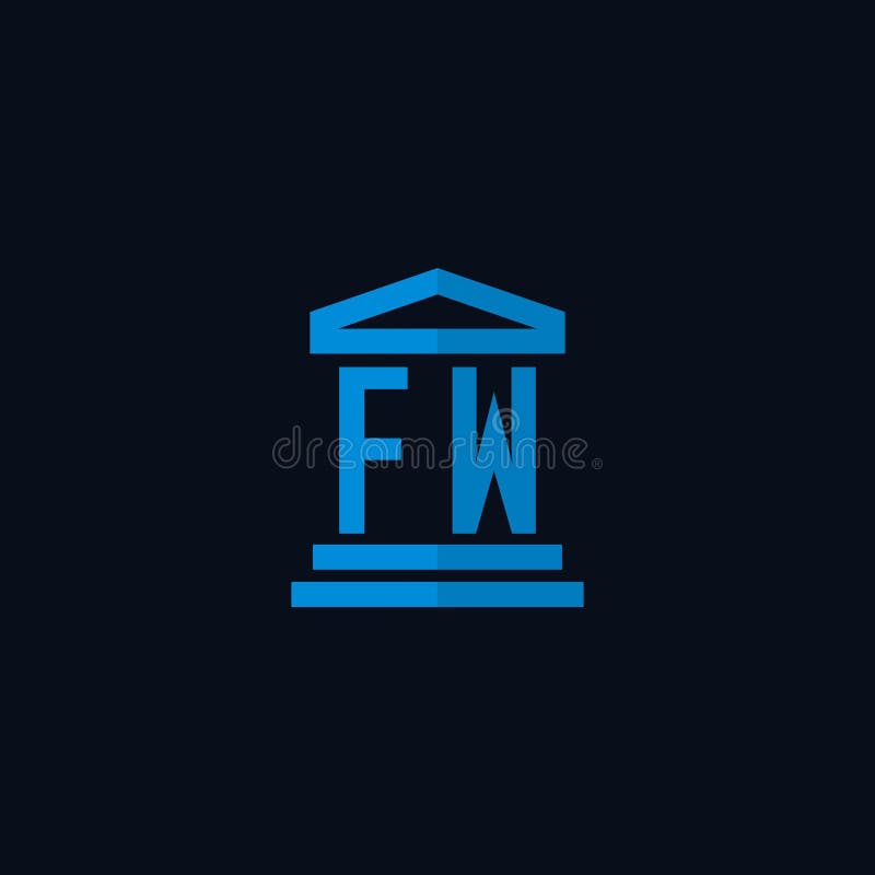 FW Initial Logo Monogram with Simple Courthouse Building Icon Design ...