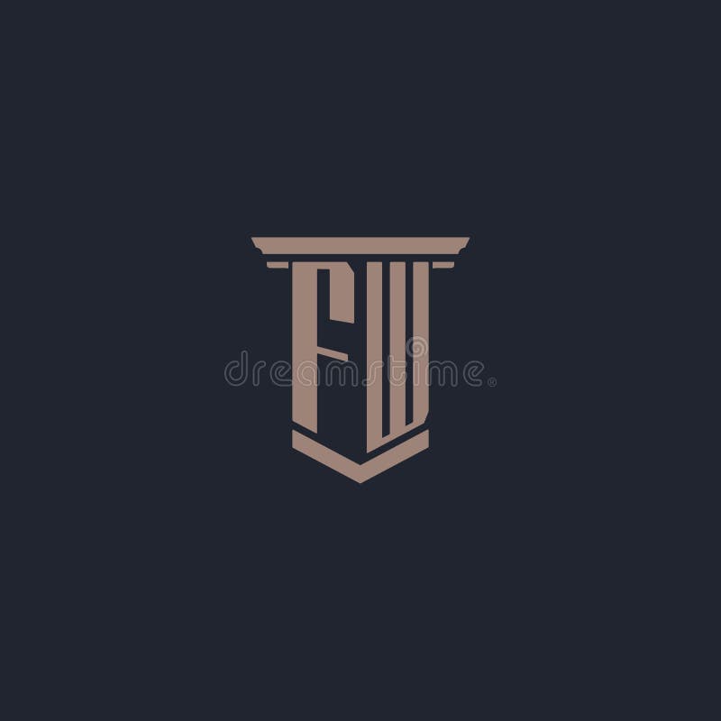 FW Initial Monogram Logo with Pillar Style Design Stock Vector ...