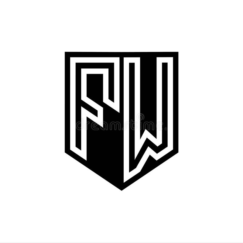 FW Logo Monogram Shield Geometric White Line Inside Black Shield Color ...