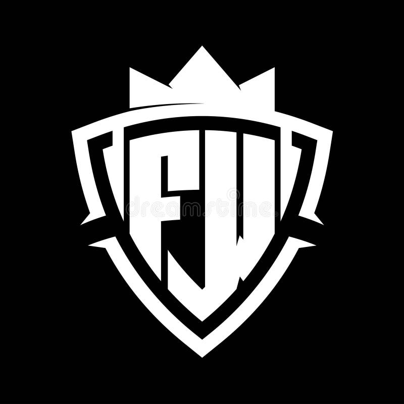 FW Letter Monogram with Triangle Curve Shield Shape with Crown White ...
