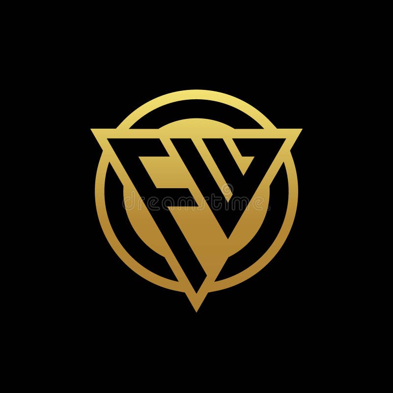 FW Logo Monogram with Triangle Shape and Circle Rounded Isolated on ...